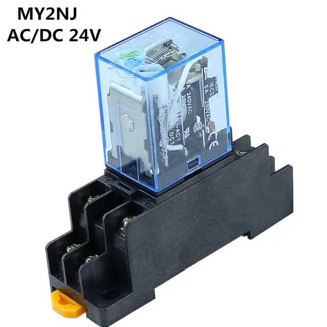 8 Pin MY2NJ Relay 24 V DC Small Relay 5A DPDT Coil With Base Socket Y103-in Relays from Home ...