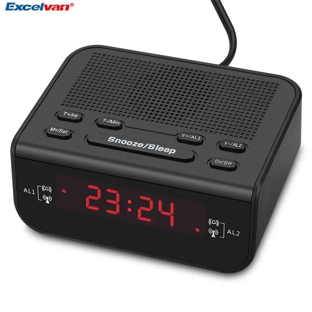 Excelvan reloj alarma LED, Radio FM con despertador Dual, función de ...