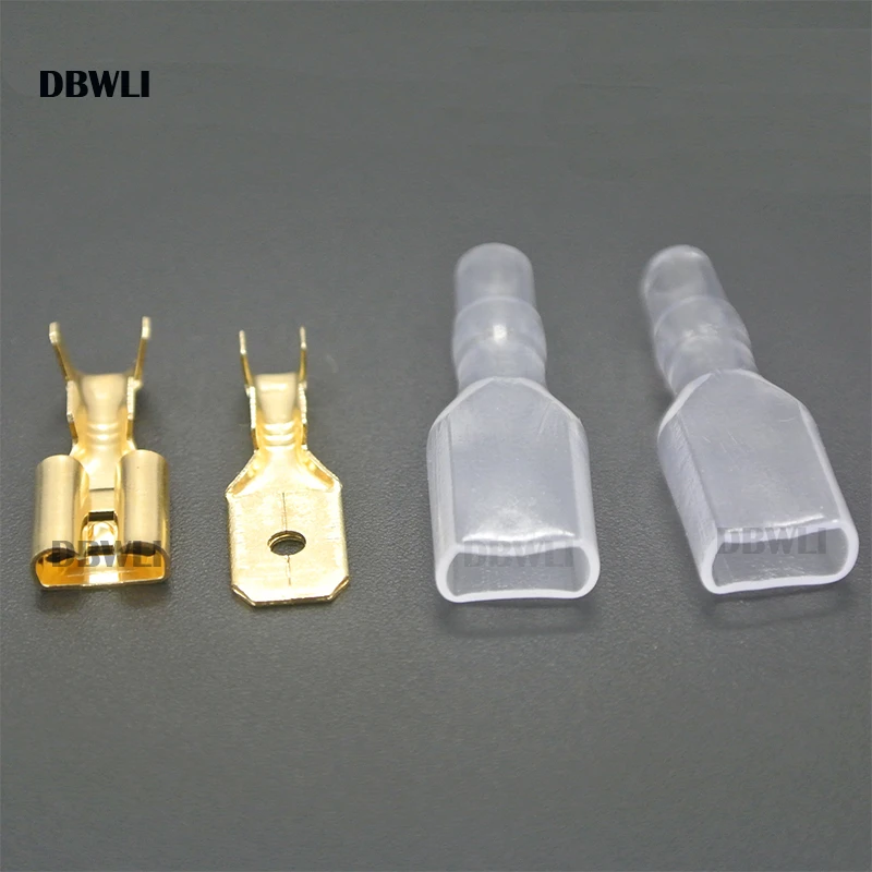 200pcs/50pairs Female Male Spade Crimp Terminals Sleeve Wire Wrap ...