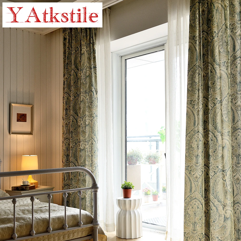 YAtkstile european style printing curtains shade sunscreen bedroom ...