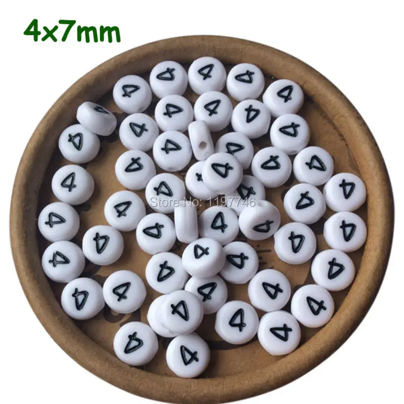 White Number Beads3600pcs 4*7mm Acrylic Beads Plastic Letter Number ...