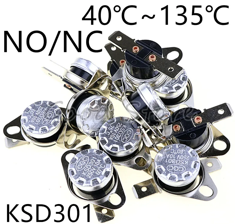 1pcs KSD301 10A 250V 40~135 degree Ceramic Normally Open/Normally Closed Temperature Switch ...