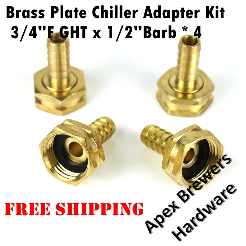 Brass Plate Chiller Adapter Kit, 3/4" Female Garden Hose Thread X 1/2 ...