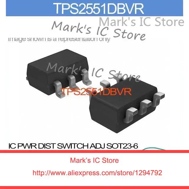TPS2551DBVR IC PWR DIST SWITCH ADJ SOT23 6 TPS2551DB 2551 TPS2551 2551D ...