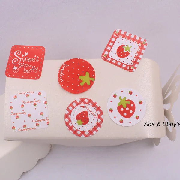 Free Shipping Round & Square Strawberry Cookie Decoration sealing ...