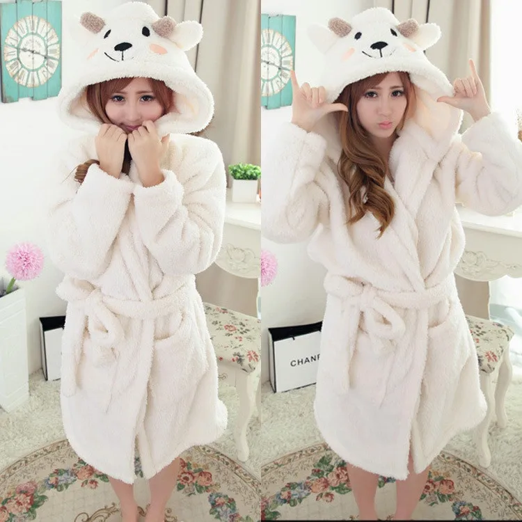 Winter Cartoon Panda Nightgowns Homewear Bathrobe Women Pajamas Bath ...