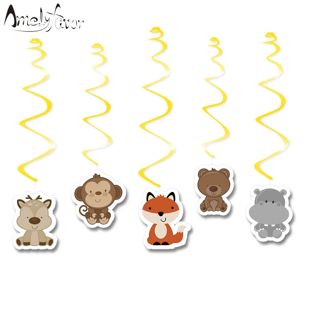 Woodland Animals Theme Ceiling Hanging Swirl Decorations Cutout Party ...