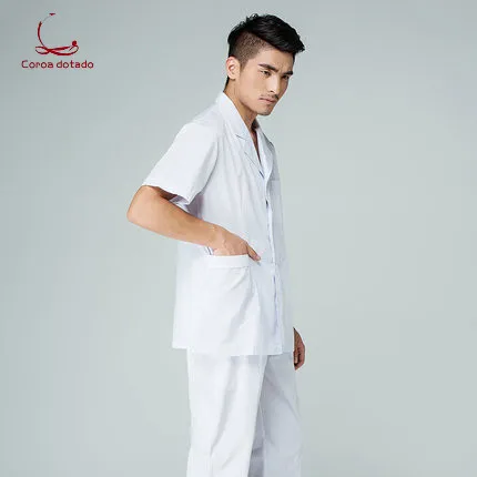 White lab coat split male nurse doctor drugstore smock lab coat long ...