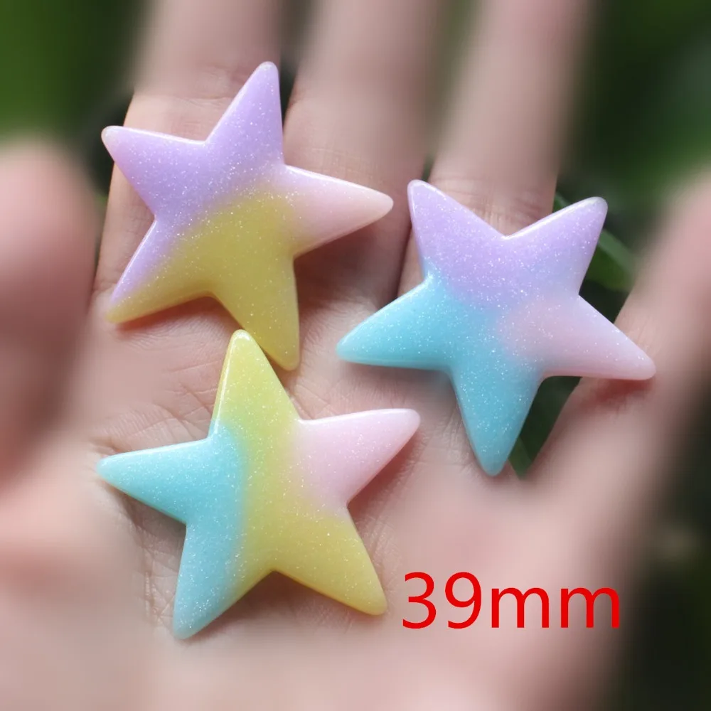 10pcs/lot Flat Back Resin Star Mix Colors With Glitter Diy Resin ...