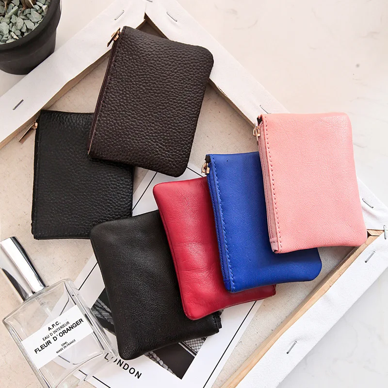 Classic Women Men Genuine Leather Coin Purse Fashion Zipper Sheepskin ...
