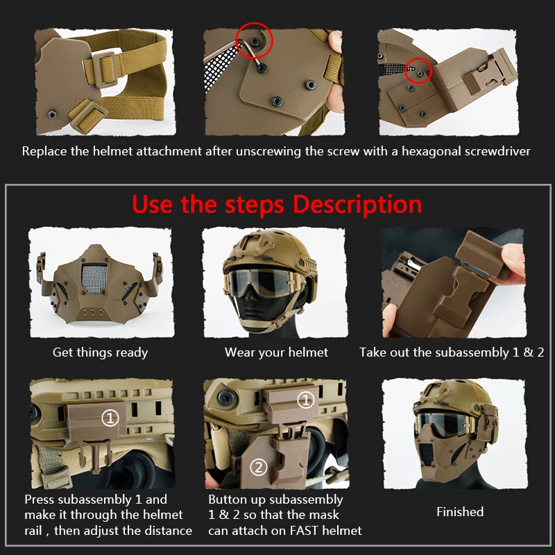 TMC JAY Fast Mask Half Face Combat Gear Airsoft Duty Adjustable ...