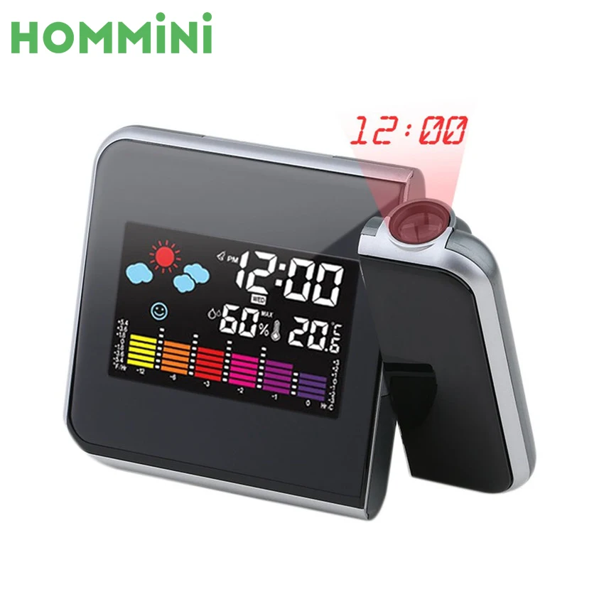 Digital Projection Alarm Clock LCD Display Projector Snooze Clock with ...