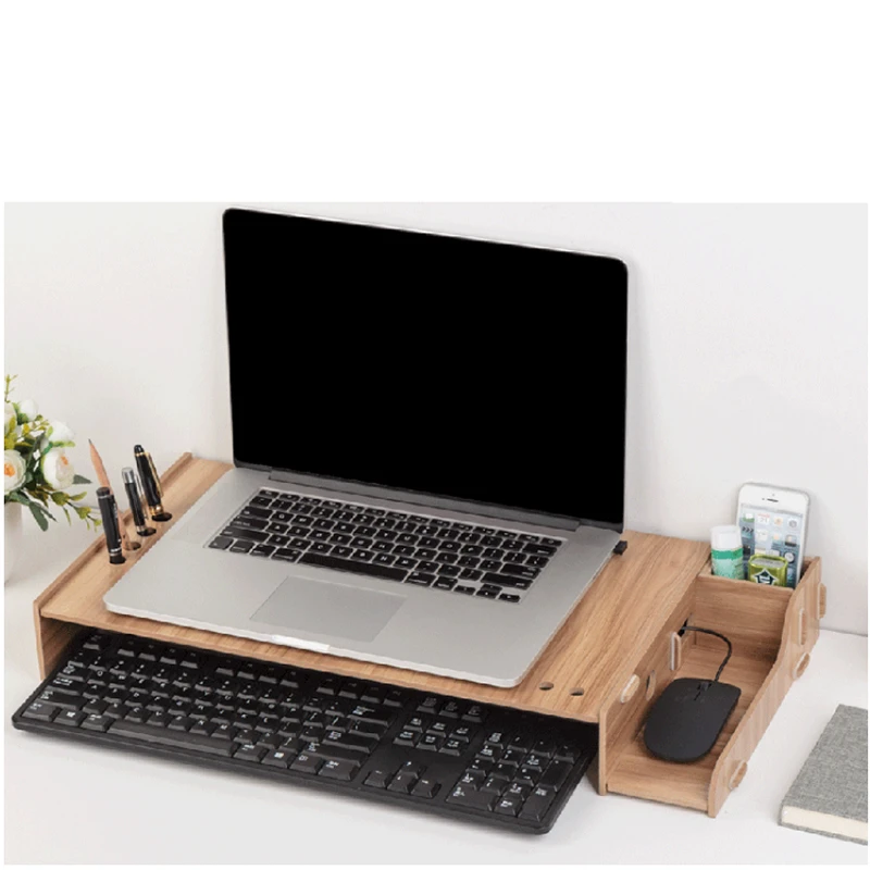Wooden Laptop Stand Screen Riser Computer Rack Office Desktop Storage ...