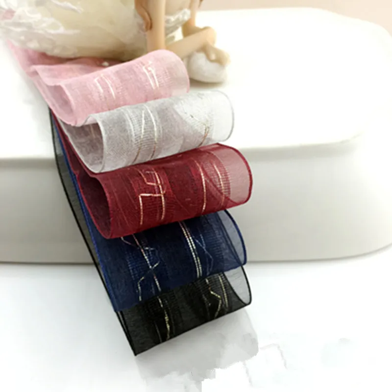 40 mm / 4 cm gold wire yarn ribbons DIY bowknot accessories tape hand ...