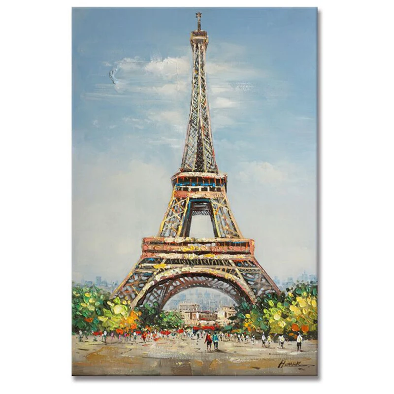 Knife Oil Painting Landscape Handmade On Canvas Color Tower landscape ...