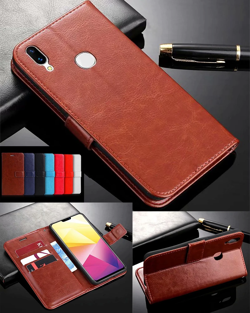 Luxury Retro Wallet Stand Flip Book Cover Case For Huawei Y9 2018 Back ...