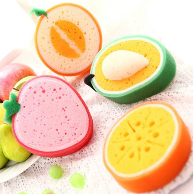 Attractive thicken fruit shape sponge scouring pad magic sponge washing ...