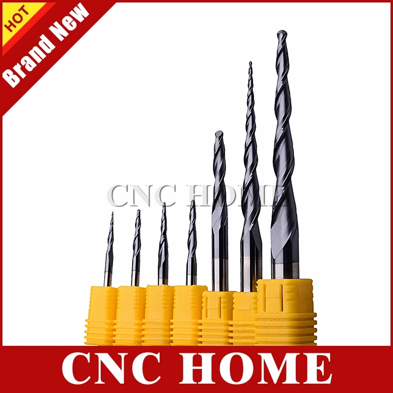 Conical Cutter 3.175mm 4mm 6mm 8mm Carbide Ball Nose Tapered End Mills ...