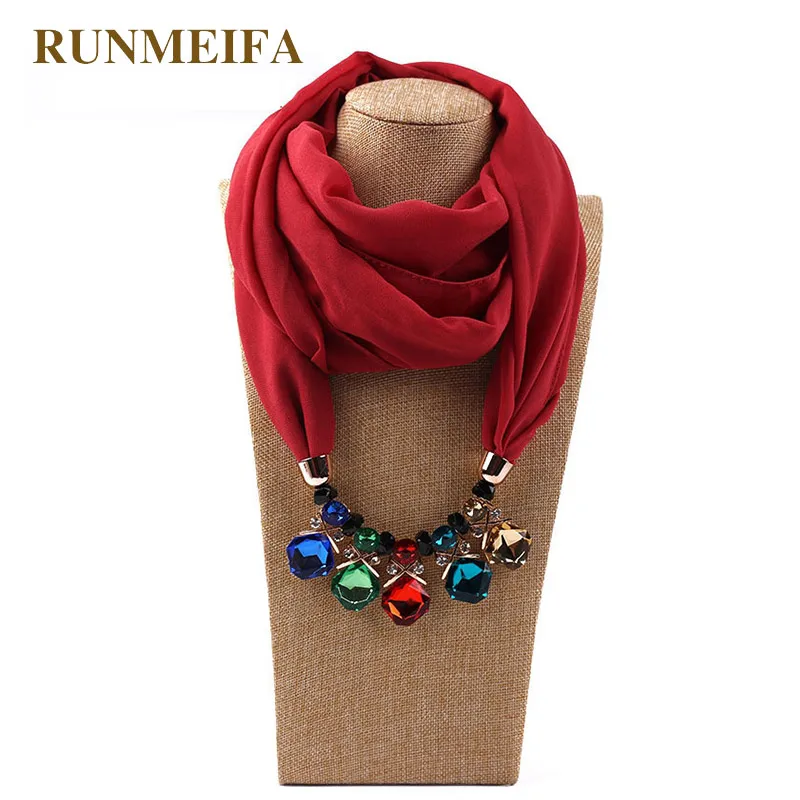 RUNMEIFA Bling bling Necklace Pendants Scarf Pure Chiffon Alloy Beads ...