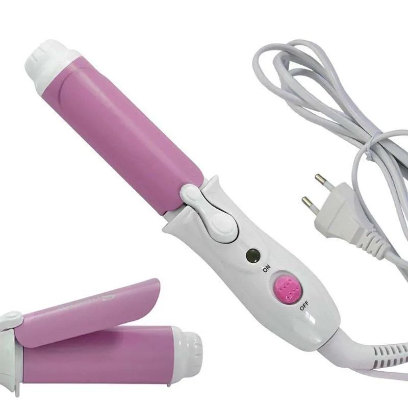 Mini Hair Iron Clip Bangs Curler Sticks Hair Curling Iron Sticks Pear Ceramic Pink Blue Purple