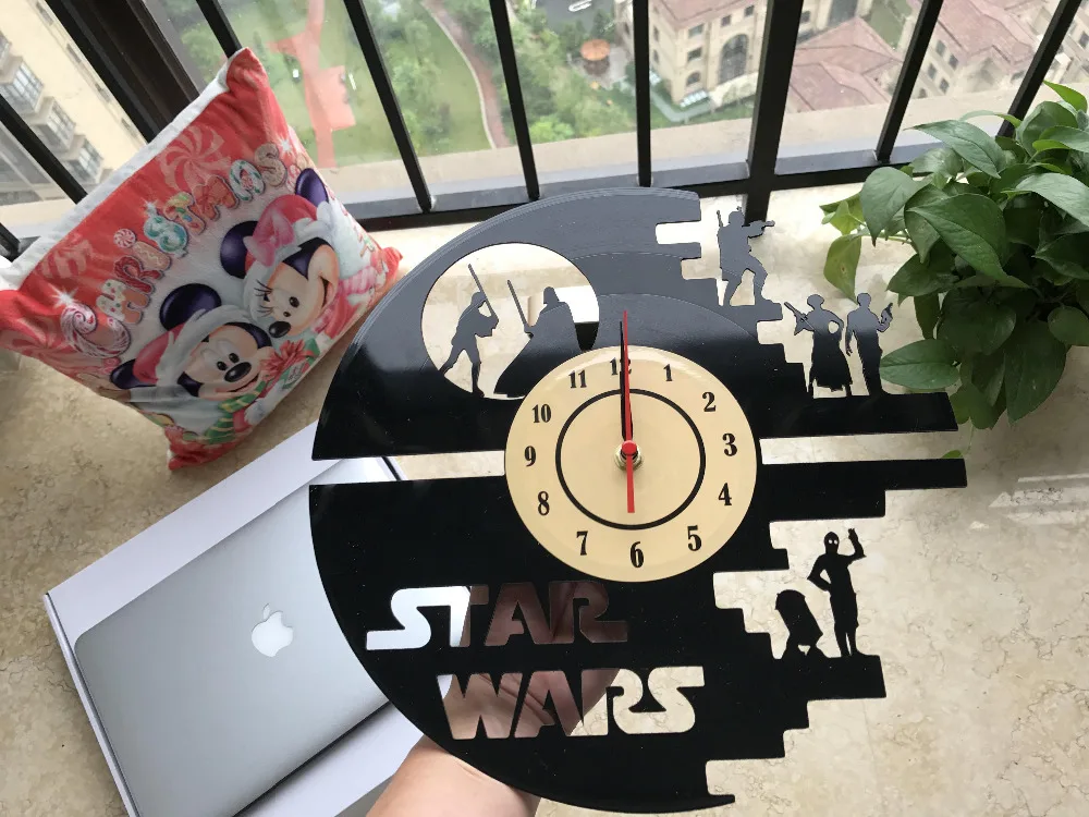 free gift Clock CD Vinyl Disc Wall Clock Movie STAR WARS Theme ...