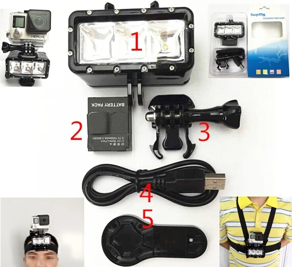 Underwater Fill Light LED Light Lamp Flashlight Diving For Gopro Hero 9 ...