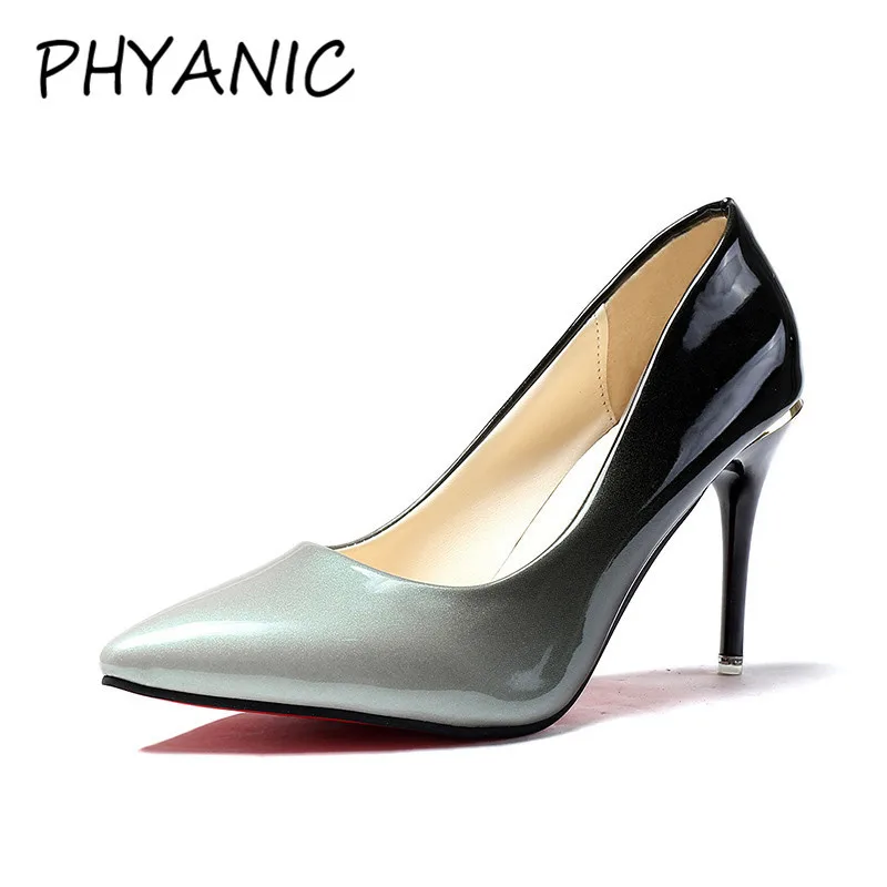 PHYANIC 2018 Spring New Woman Dress Shoes Red Black Gradient Color ...