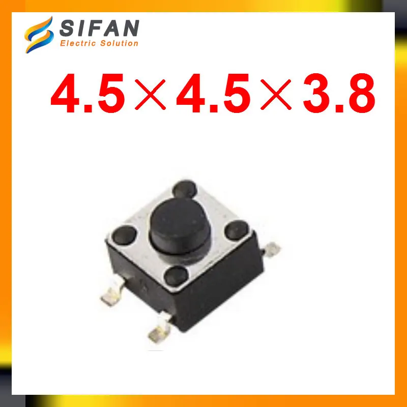 60PC Lot SMD 4 5 4 5 3 8MM Tactile Tact Push Button Micro Switch 60PC Lot SMD 4 5 4 5 3 8MM Tactile Tact Push Button Micro Switch