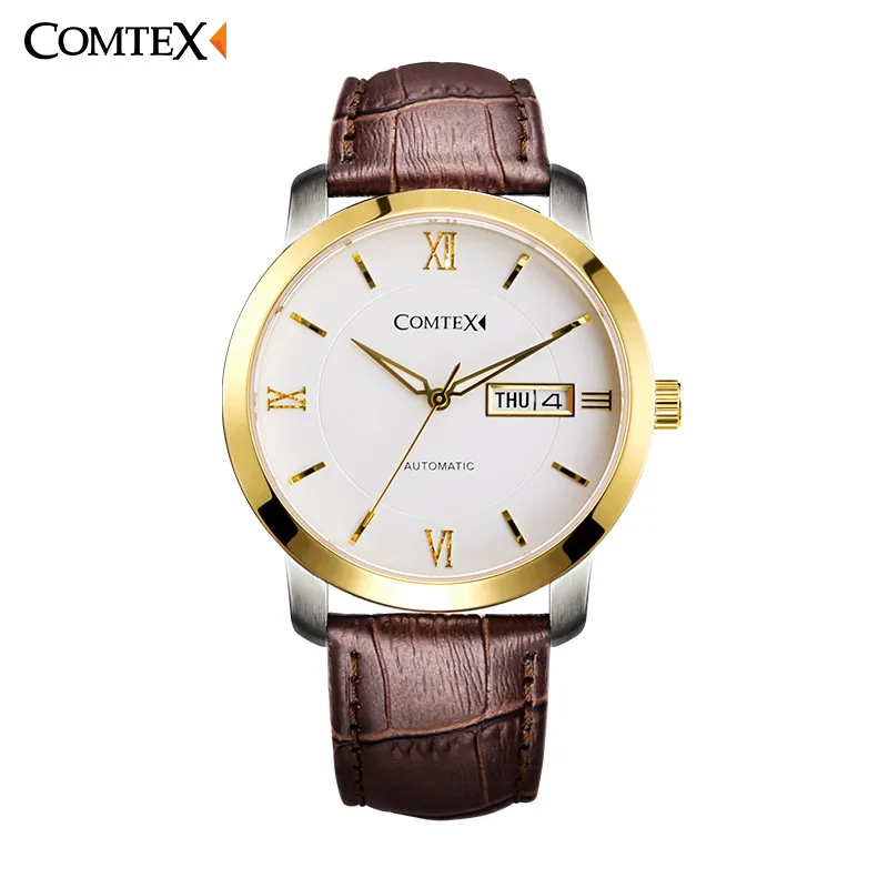 Comtex Men's Automatic Mechanical Watch 40M Waterproof Gold Dial with ...