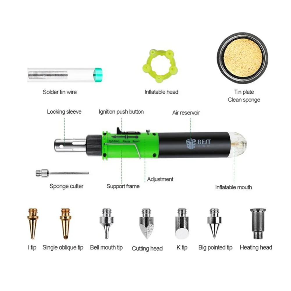 Adjustable Butane Gas Blow Torch Soldering Solder Iron Gun with Tip ...