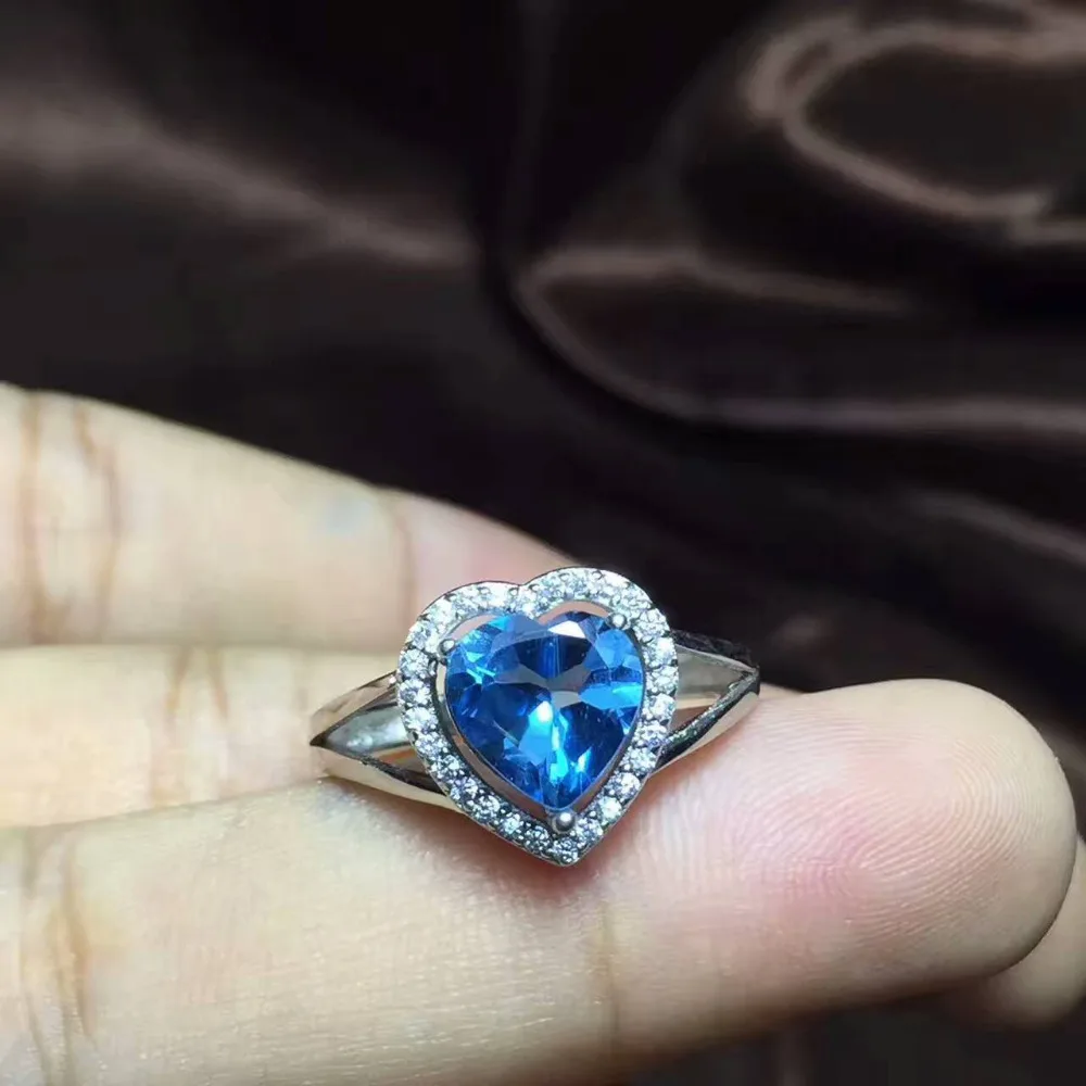 Natural Blue Topaz Stone Ring Natural Gemstone Ring 925 Sterling Silver 