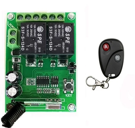 DC24V 2CH RF Wireless Remote Control Lighting Switch System transmitter ...