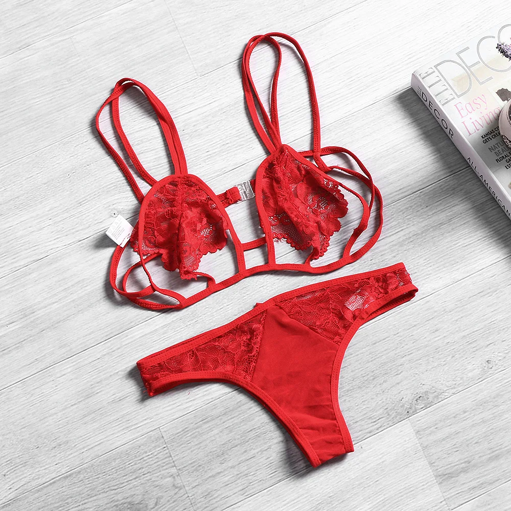 1 Set Sexy Women Nightwear Bandage Bra Dress Underwear Sleepwear