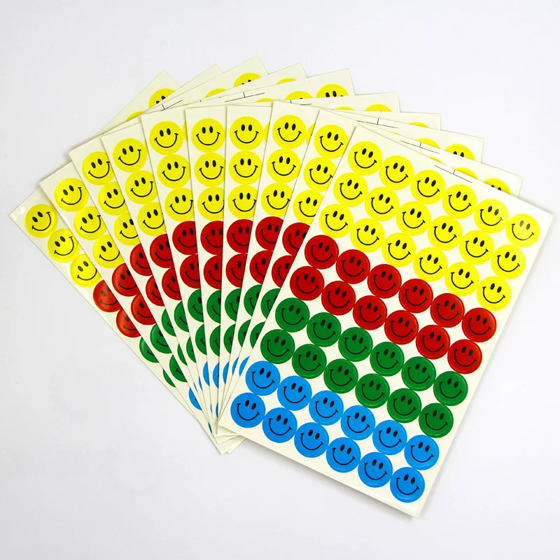10 Sheets Smile Stickers Classic Toys Smiley Face Self Adhesive Paper ...