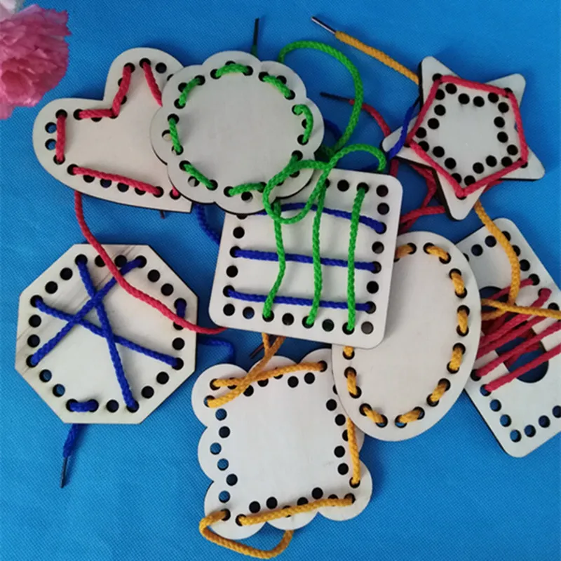 FREE SHIPPING high quality Child thread board Souptoys Manual DIY Hole ...