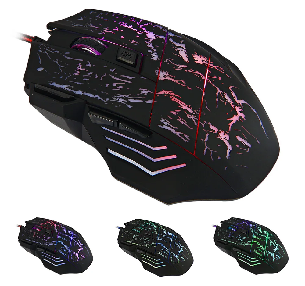 Portable 7 Buttons Color Changing LED Optical USB Wired Mouse Gamer ...