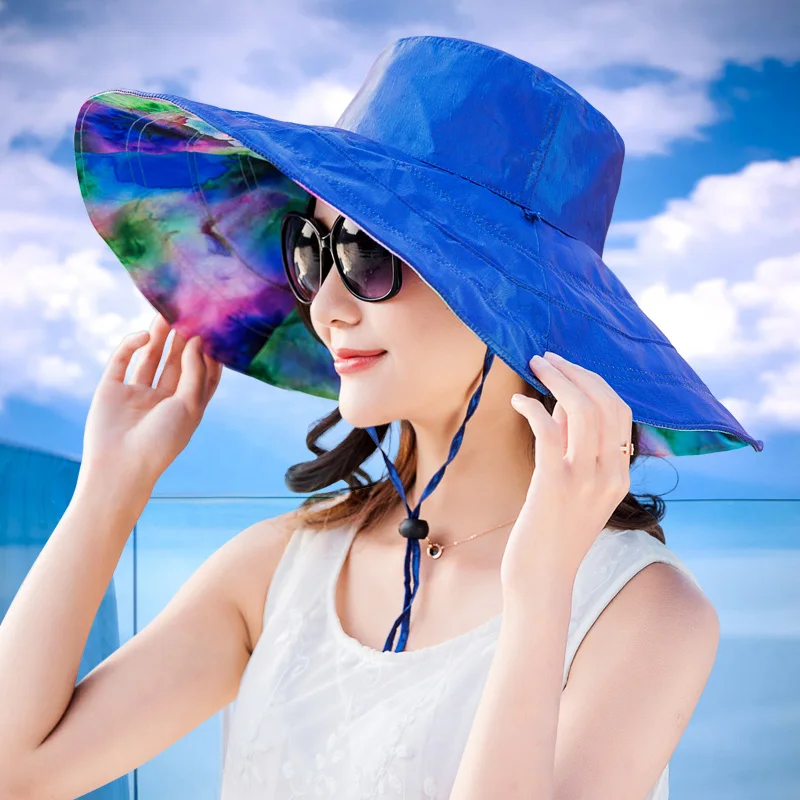 Sun Hat Women's Korean Summer Sun Protection Hats Female Folding Beach ...