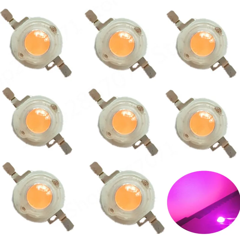 100pcs High Power Led Chip 1w 3w Cob Led Grow Beads Lamp Light Pink ...