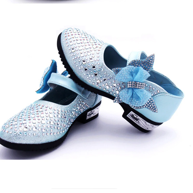 Children's Little Girl High Heel Rhinestone Gold Blue Silver Princess ...