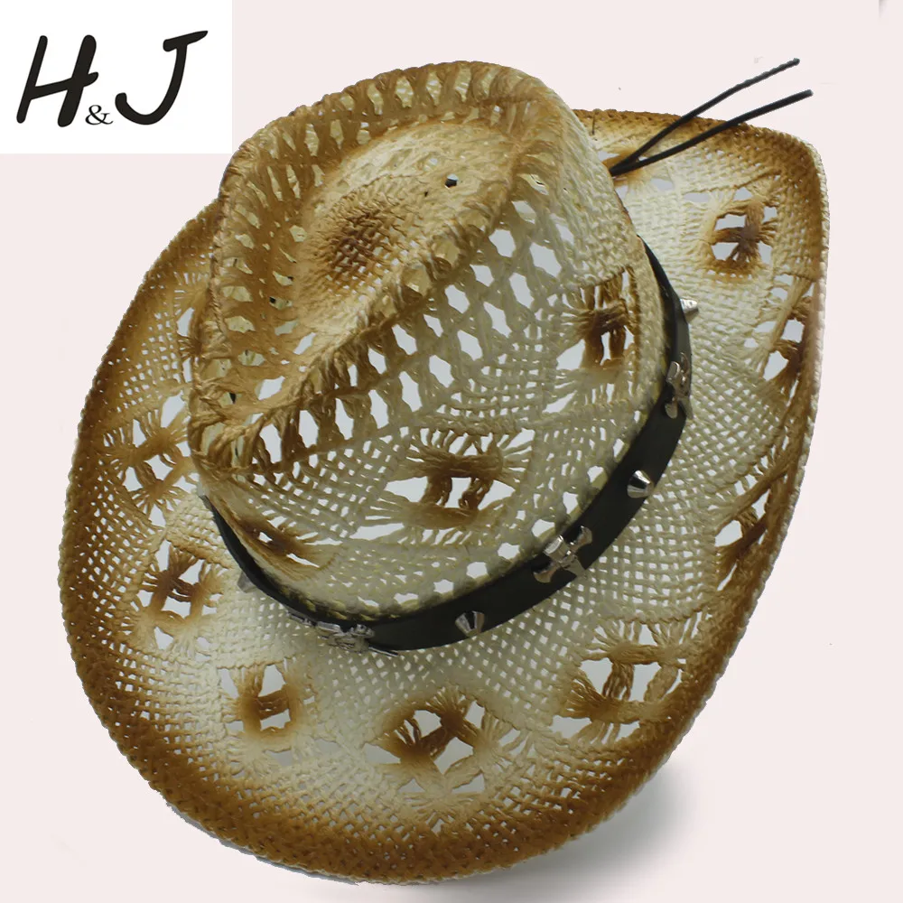 Women Men Straw Western Cowboy Hats Dad Sombrero Hombre Hat Outdoor ...