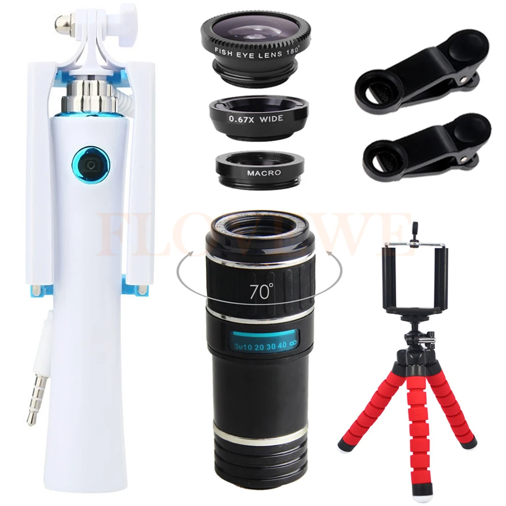 12X Telephoto Zoom Lens 3 in 1 Fisheye Wide Angle Macro Lenses ...