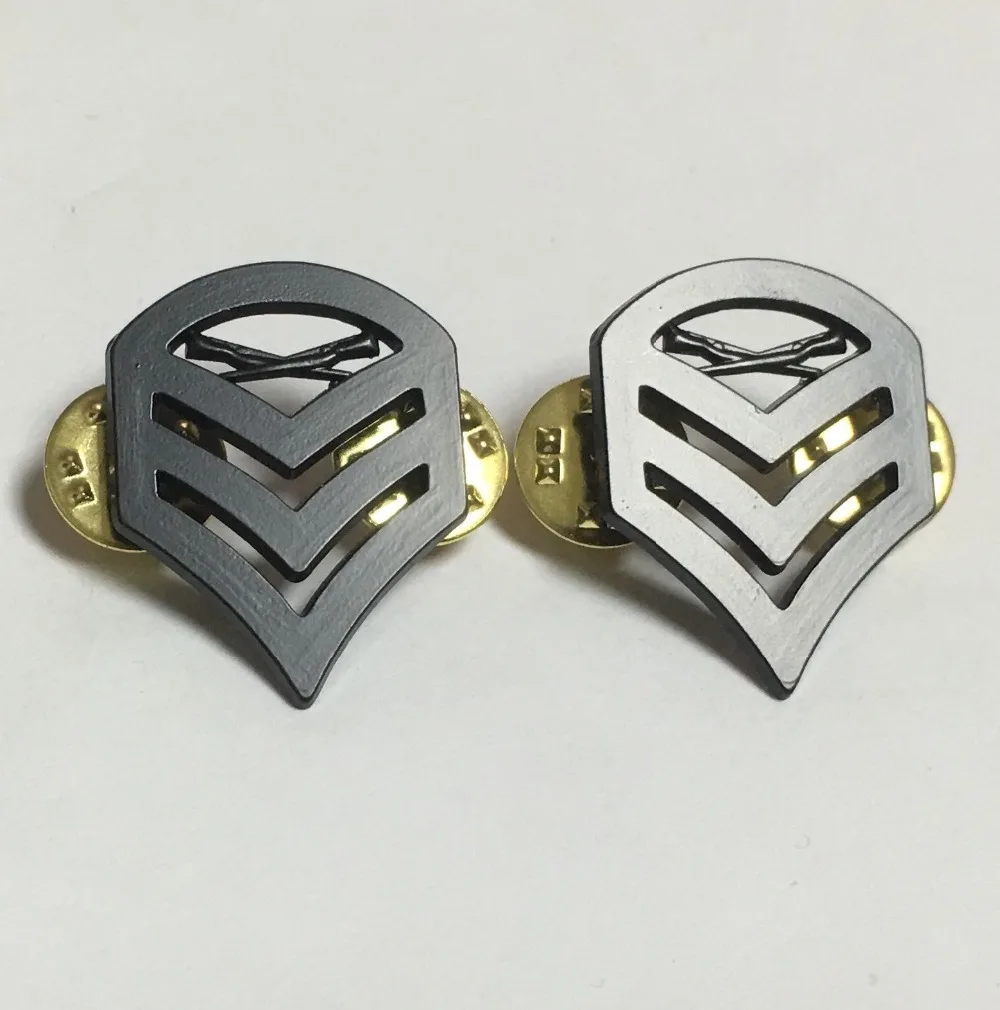 Pair Of US USMC Marine Corps Staff Sergeant Insignia Rank Metal Badge Pair Of US USMC Marine Corps Staff Sergeant Insignia Rank Metal Badge