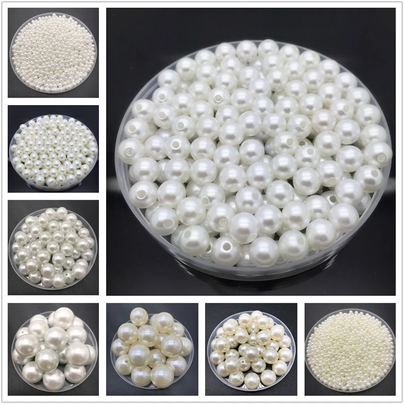 4mm-20mm White Ivory Imitation Pearls Round Pearl Spacer Loose Beads ...