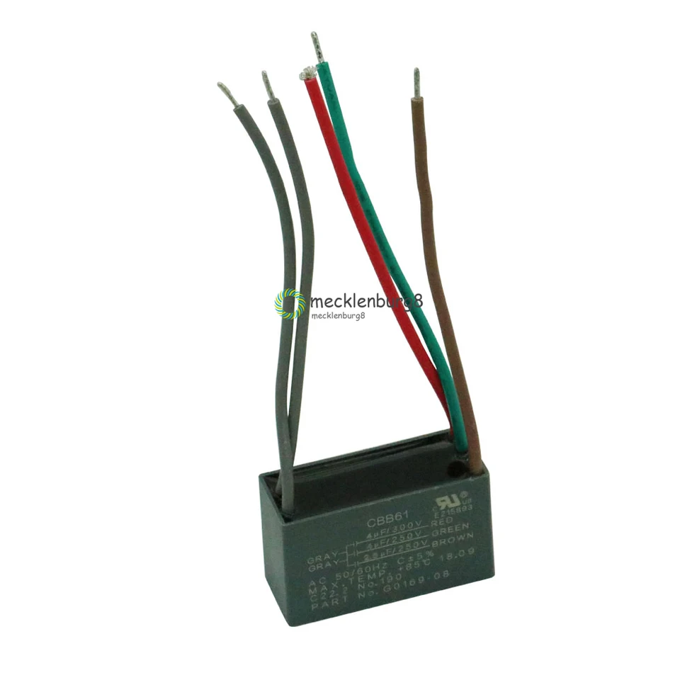 Cbb60 Run Capacitor 450V 4uF CBB61 Ceiling Fan Capacitor - 2 Wire Motor ...
