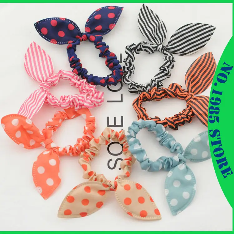 Bunny Ears Elastic Hair Rope Stretchy scrunch wholesale OEM Korean ...