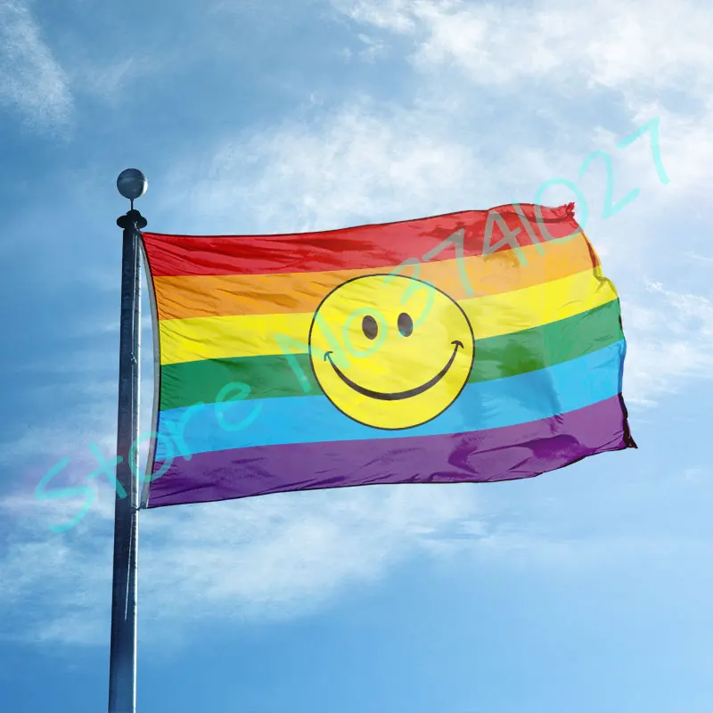 Gay Pride Flag Gay Mens Flag Mars Flag Hot Sell Goods With Smail Face ...