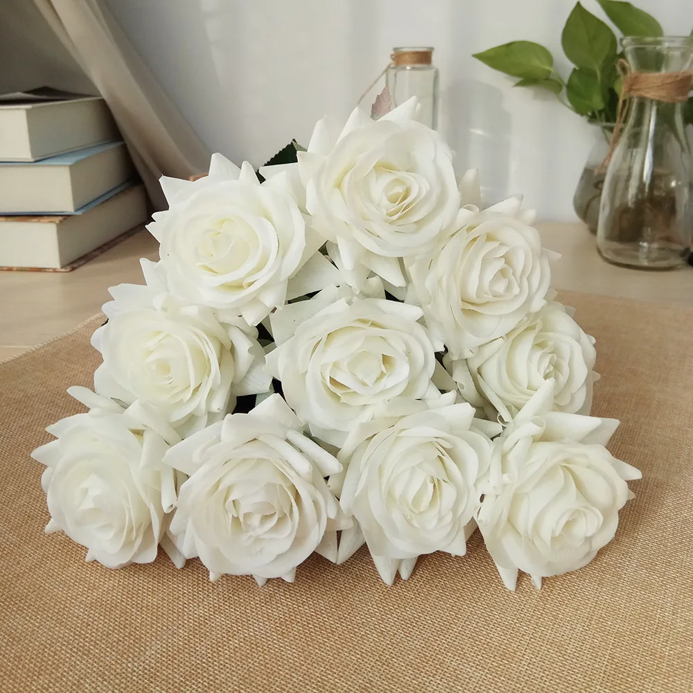 50 Pcs Real Touch Spring Latex Flowers Artificial Flowers Rose ...