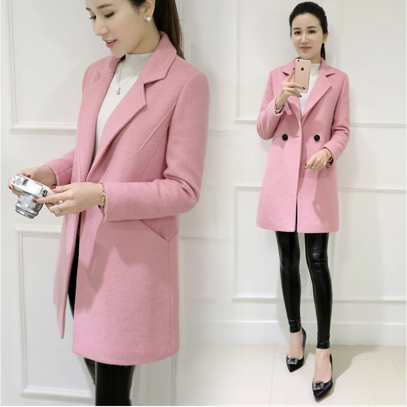 Wool coat long 2017 new autumn and winter fashion slim slim long ...