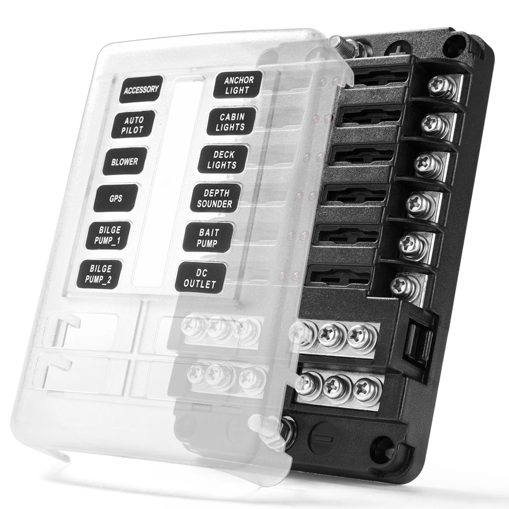 MICTUNING 6 Way 12 Way Blade Fuse Box Holder 12V 24V For Car Boat ...