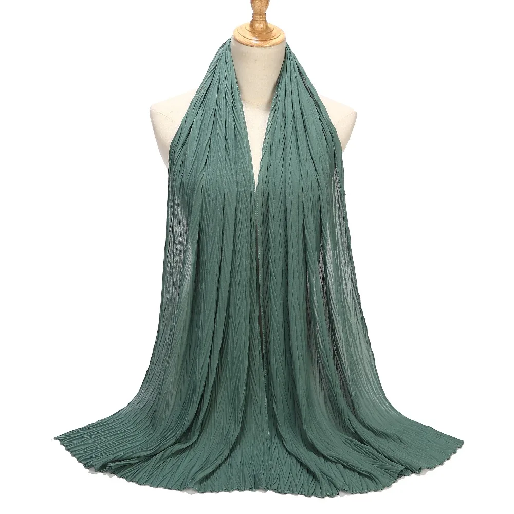 Fashion Women Crinkle Scarf Leaf Pleated Wrinkle Bubble Chiffon Hijab ...